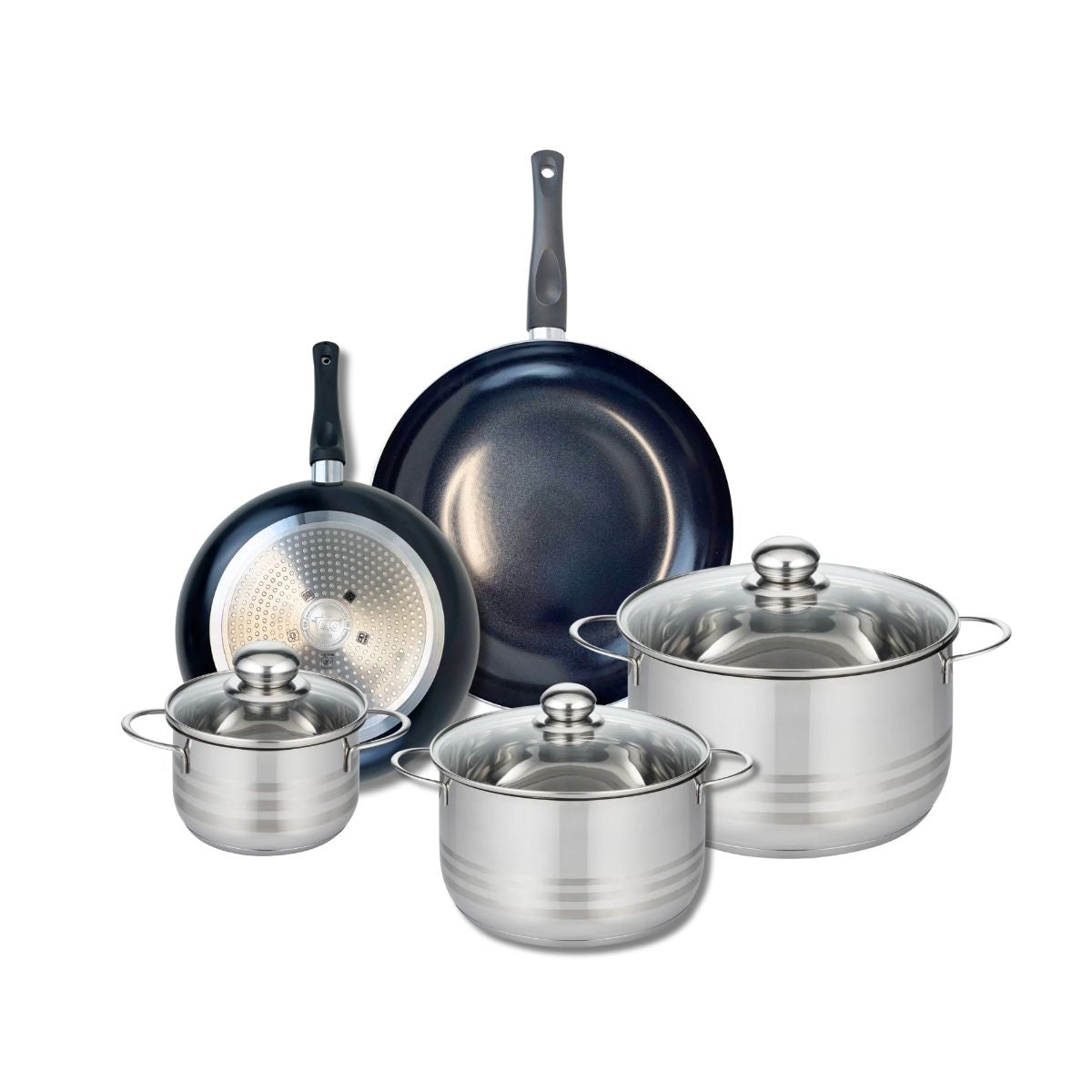 Ensemble de 2 Poêles de cuisson 24 et 28 cm et 3 faitouts 14, 20 et 24 - www.mathon.fr