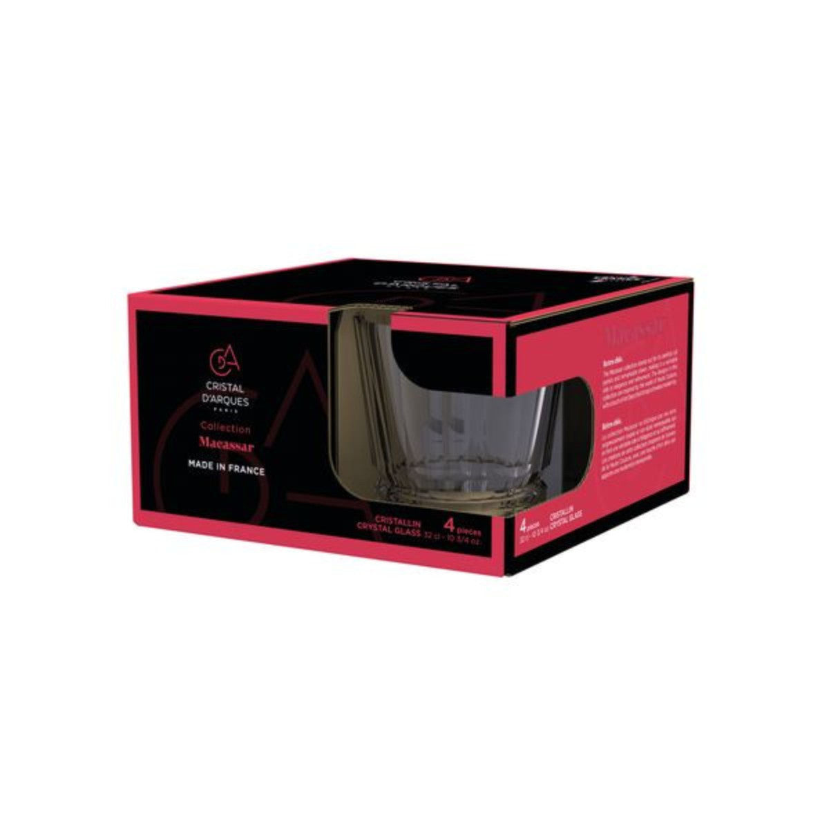 Macassar - 4 gobelets forme basse 32 cl Cristal d'Arques - www.mathon.fr