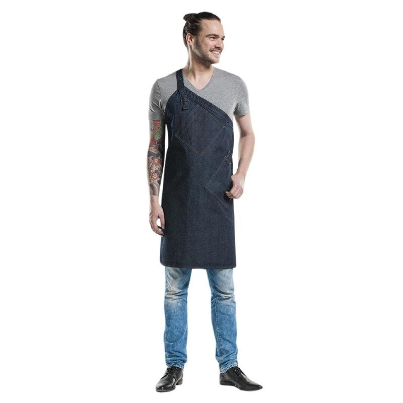 Tablier Bavette Skew Blue Denim - Materiel CHR Pro - www.mathon.fr