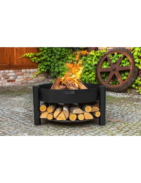 Brasero de jardin SOLAFA avec range bois en acier-Sans couvercle-Ø 60c ...